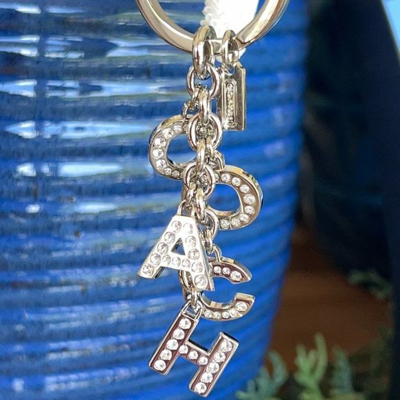 Coach | Jewelry | Coach Crystal Letter Silver Key Chain Fob Purse Charm ...